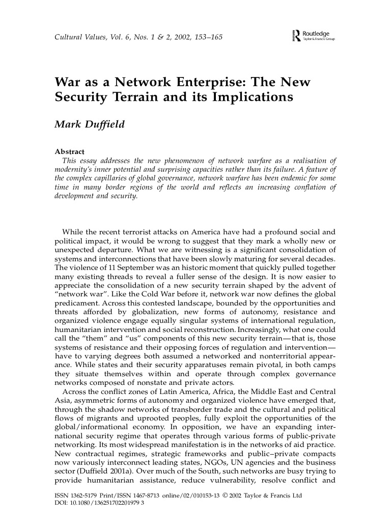 War As A Network Enterprise The New Security Terrain and Its ...