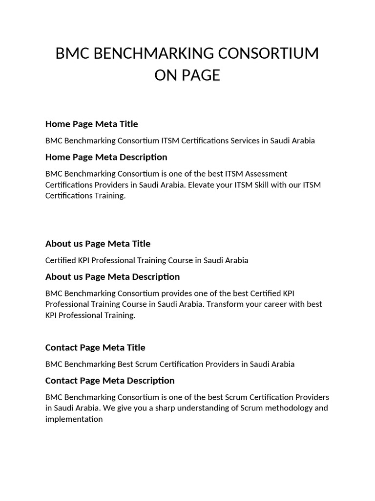 BMC ITSM Certification in Saudi Arabia | PDF | Computers | Technology ...