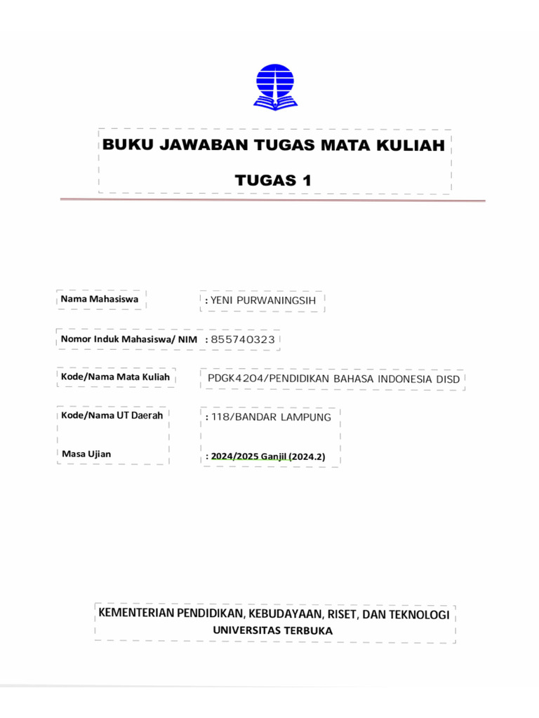 TMK 1 Pendidikan Bahasa Indonesia Disd | PDF