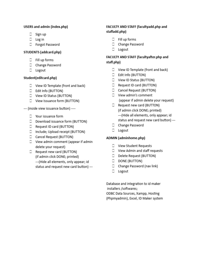 checklist | PDF | Login | Computing