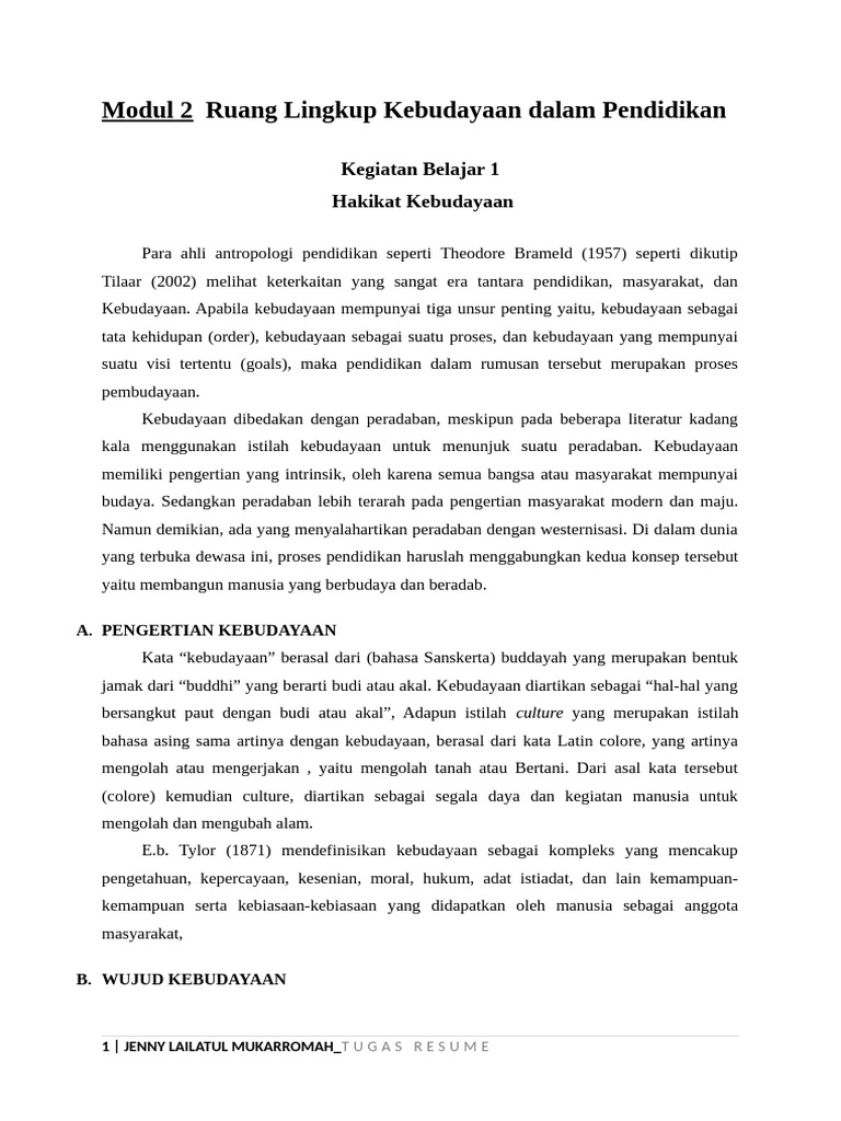 Modul 2 Ruang Lingkup Kebudayaan Dalam Pendidikan | PDF