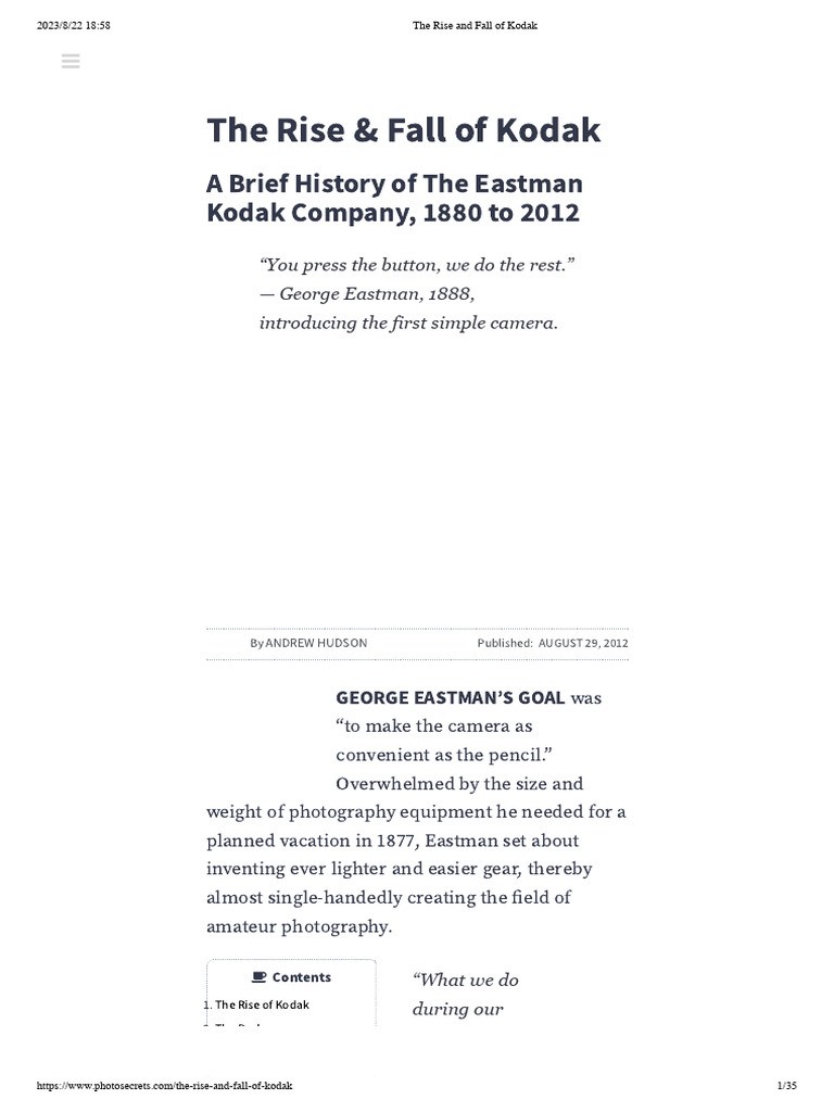 The Rise and Fall of Kodak | PDF | Camera | Imaging