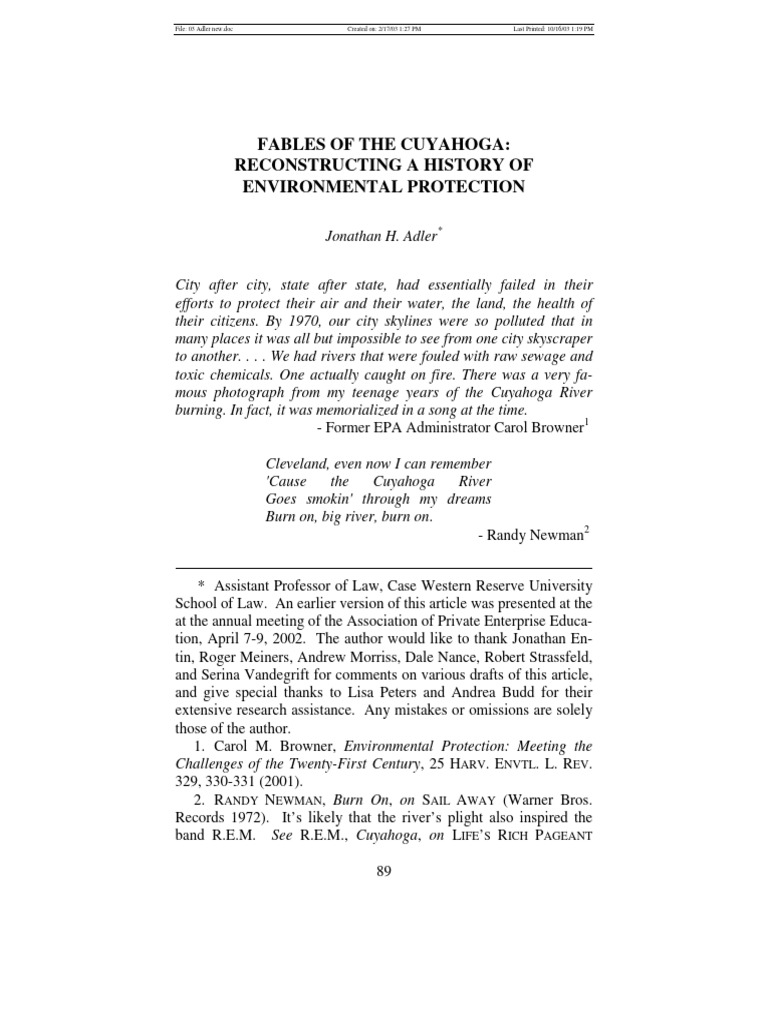 SSRN 333140 | PDF | Clean Water Act | Cleveland
