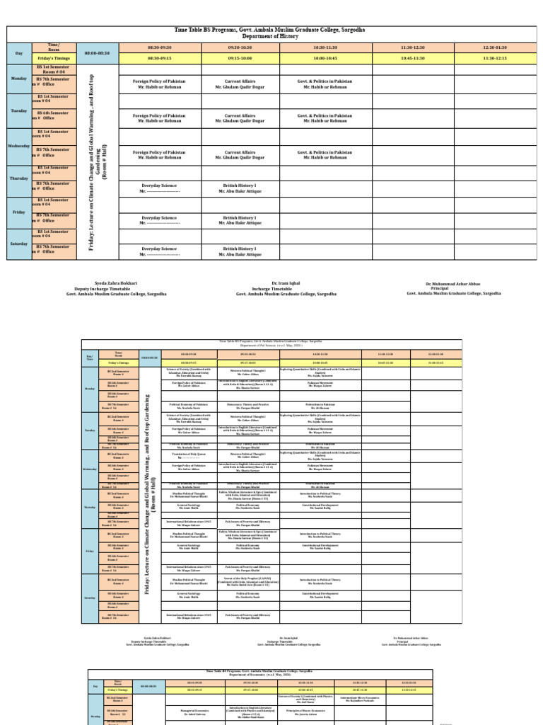 Time - Table 2nd, 4th, 6th, 5th Intake, 7th Intake, 7th Sem 2024 | PDF ...