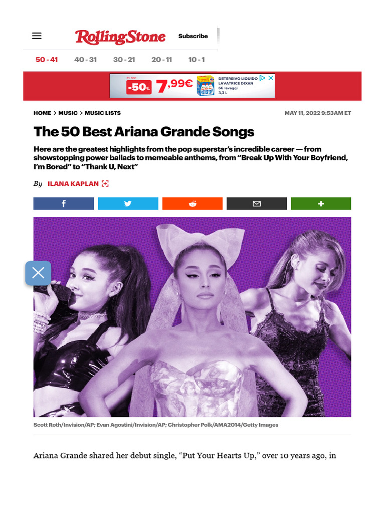 50 Best Ariana Grande Songs - Rolling Stone | PDF | Art | Mystery, Thriller & Crime Fiction