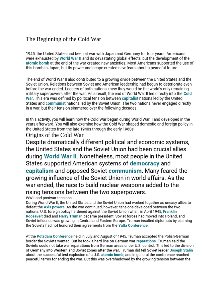 U.S. History Sem 2 Unit 3 Post War Years To The Cold War | PDF | Dwight ...