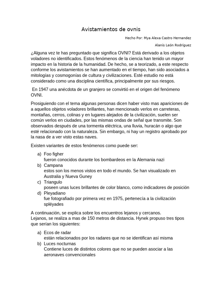 Avistamientos de Ovnis | PDF | Objeto volador no identificado