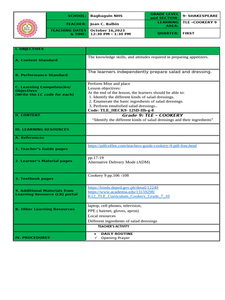 gr9 DLL | PDF | Mayonnaise | Vinaigrette