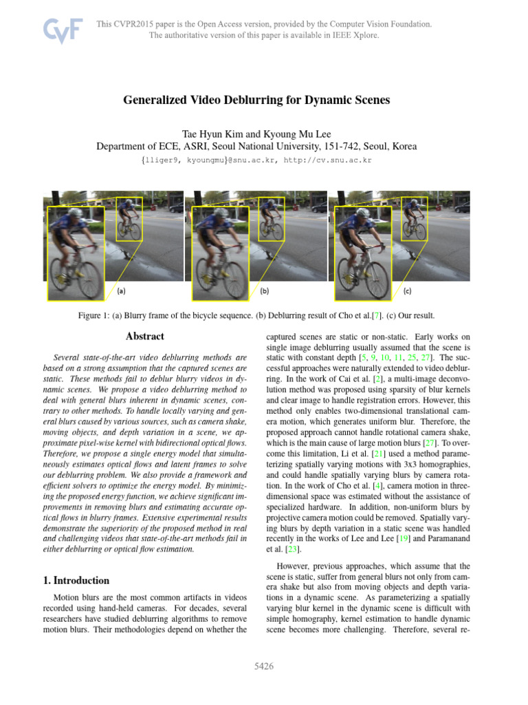 Kim Generalized Video Deblurring 2015 CVPR Paper | PDF | Matrix (Mathematics) | Imaging