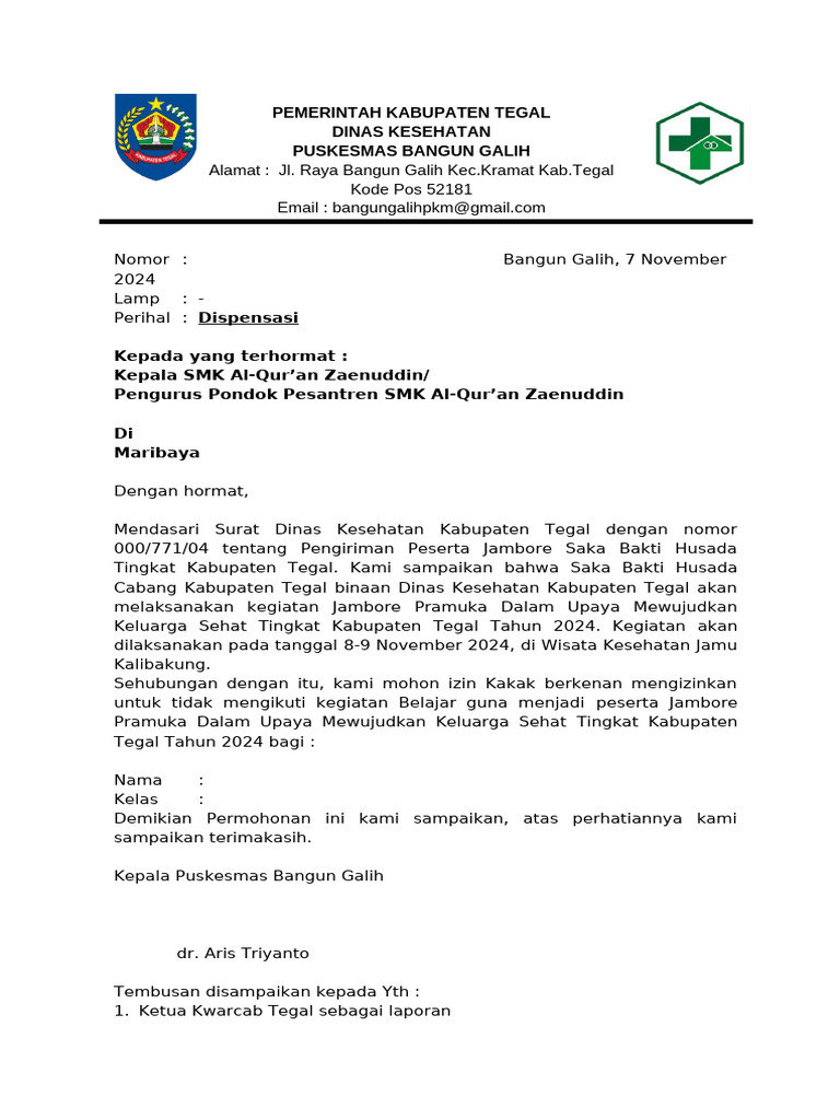 Surat Dispensasi SBH | PDF