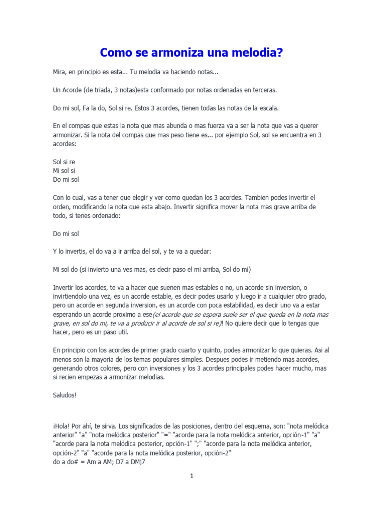 Como Se Armoniza Una Melodia | PDF | Acorde (Música) | Musicología