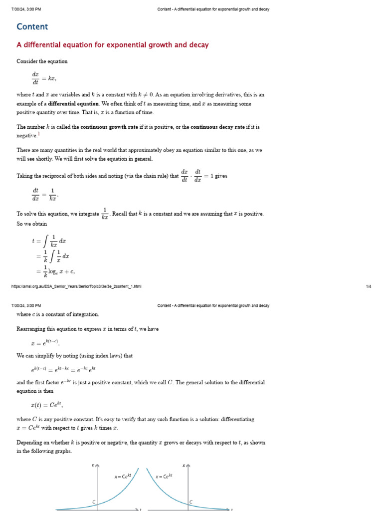 Exponential Growth and Decay Equation | PDF | Exponential Function ...