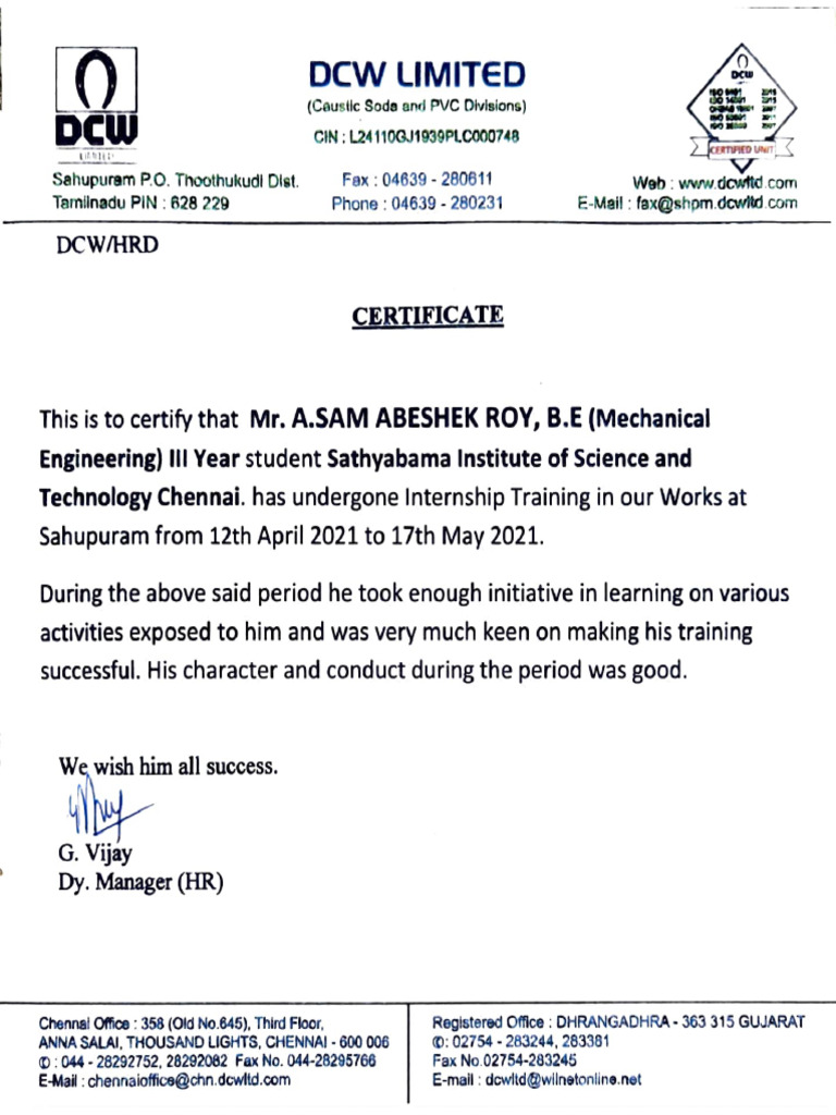 B.E Mech Batchno Intern 63 | PDF | Engineering | Physical Sciences