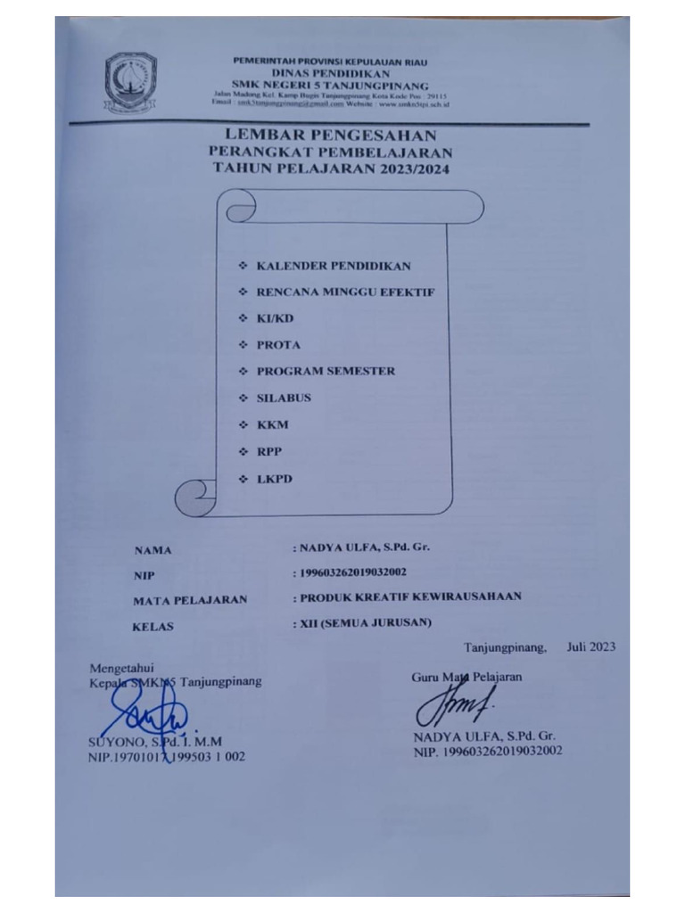 Lembar Pengesahan Perangkat | PDF