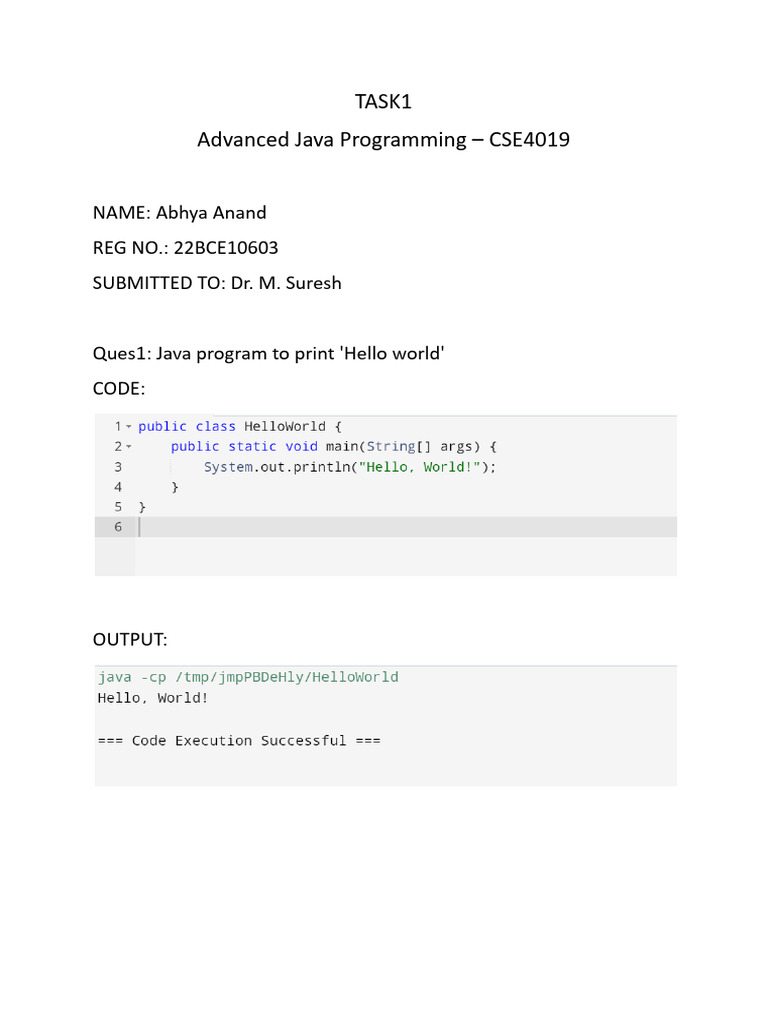 Advance Java Task1 | PDF | Teaching Methods & Materials | Computers