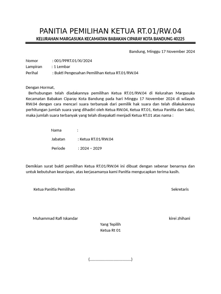 Surat Penetapan RT | PDF