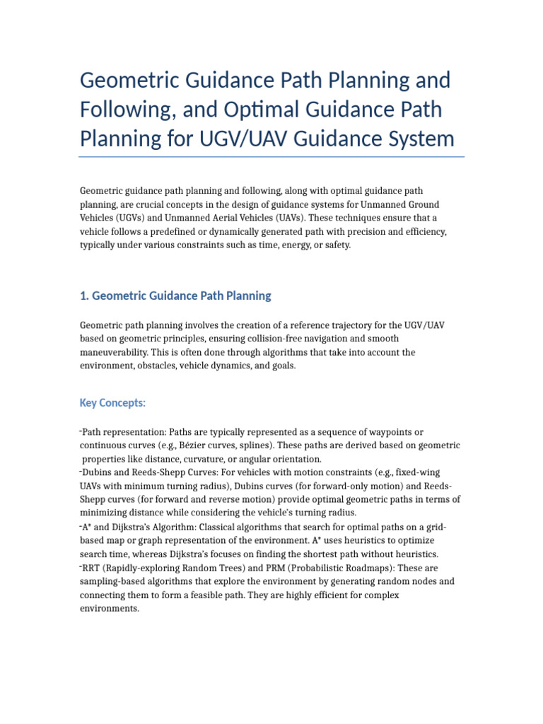 Geometric Guidance Path Planning UGV UAV | PDF | Mathematical ...