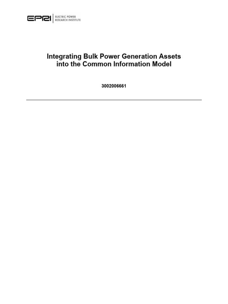 Integrating Bulk Power Generation Assets Into The Common Information ...