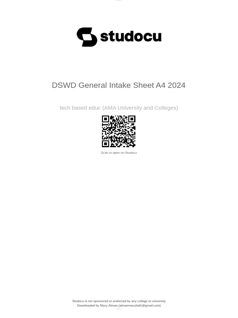 DSWD General Intake Sheet A4 2024 PDF | PDF