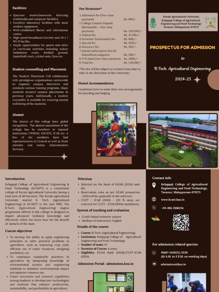 BTech Agri Engineering Prospectus 2024 | PDF