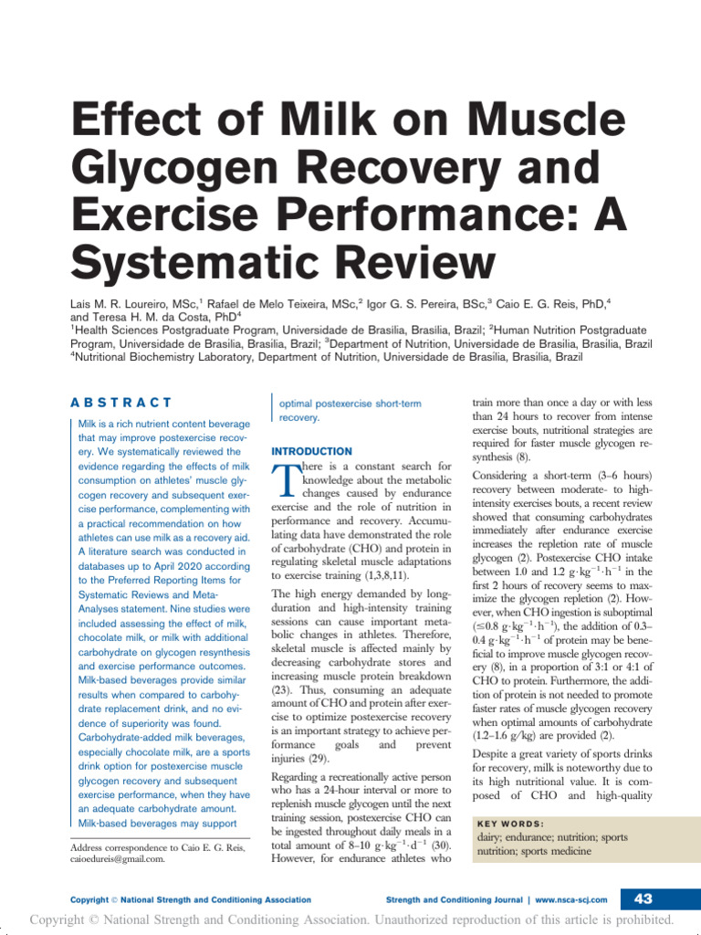Milk's Impact on Muscle Recovery | PDF | Glycogen | Strength Training