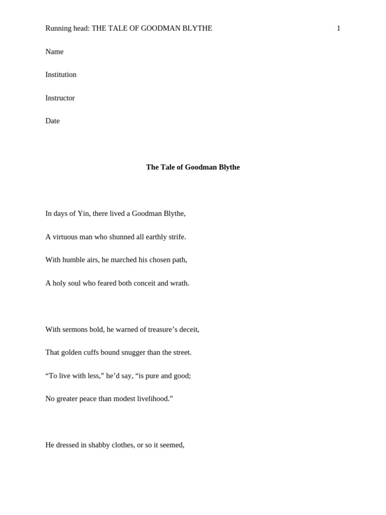 The Tale of Goodman Blythe | PDF | Poetry | Poetics