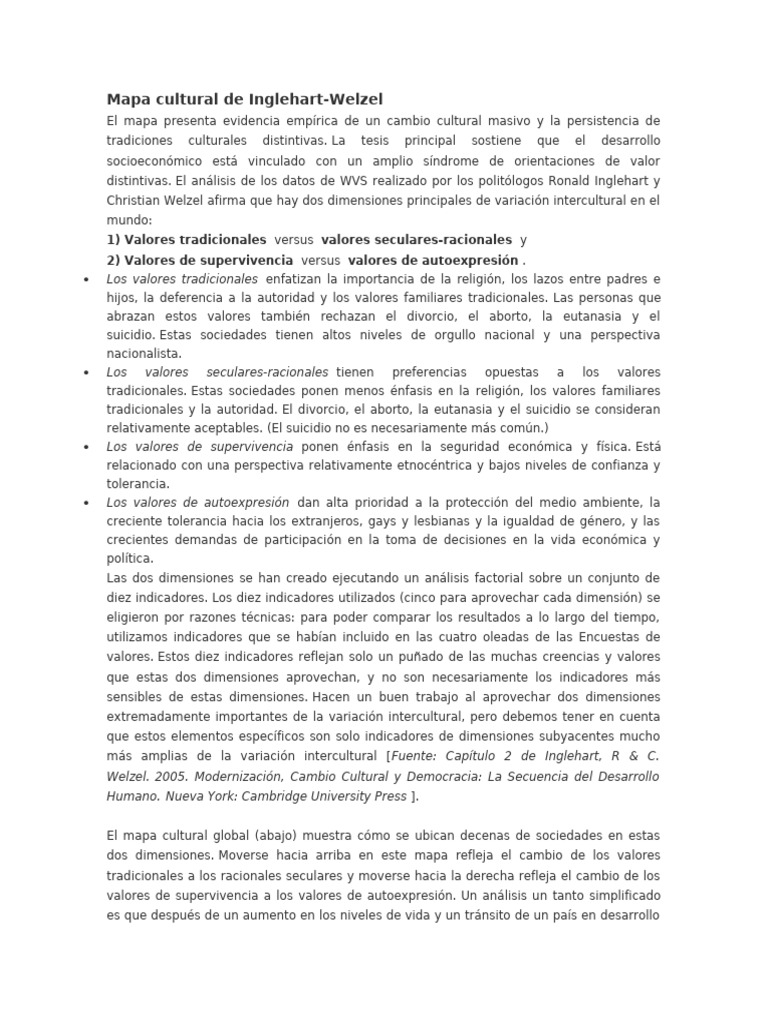 Mapa Cultural de Inglehart | PDF | Ideologías políticas | Democracia