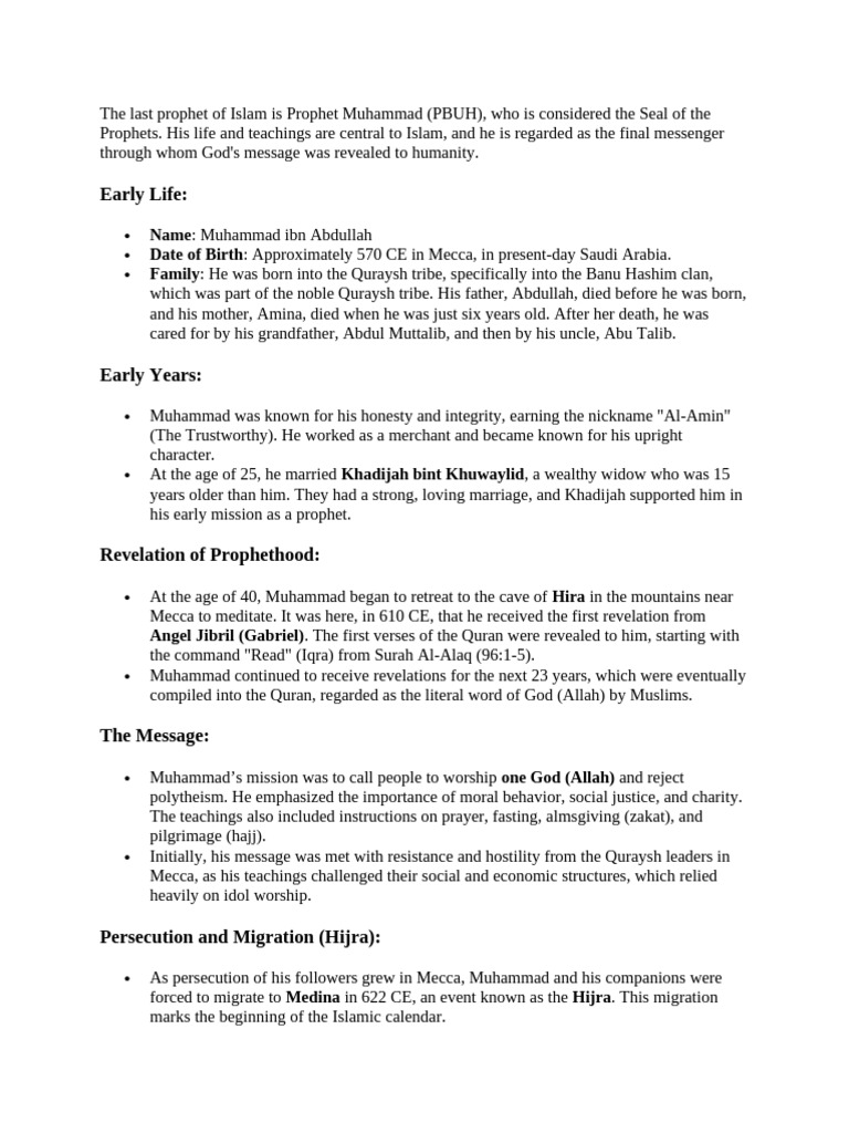 Life and Legacy of Prophet Muhammad | PDF | Muhammad | Prophets And ...