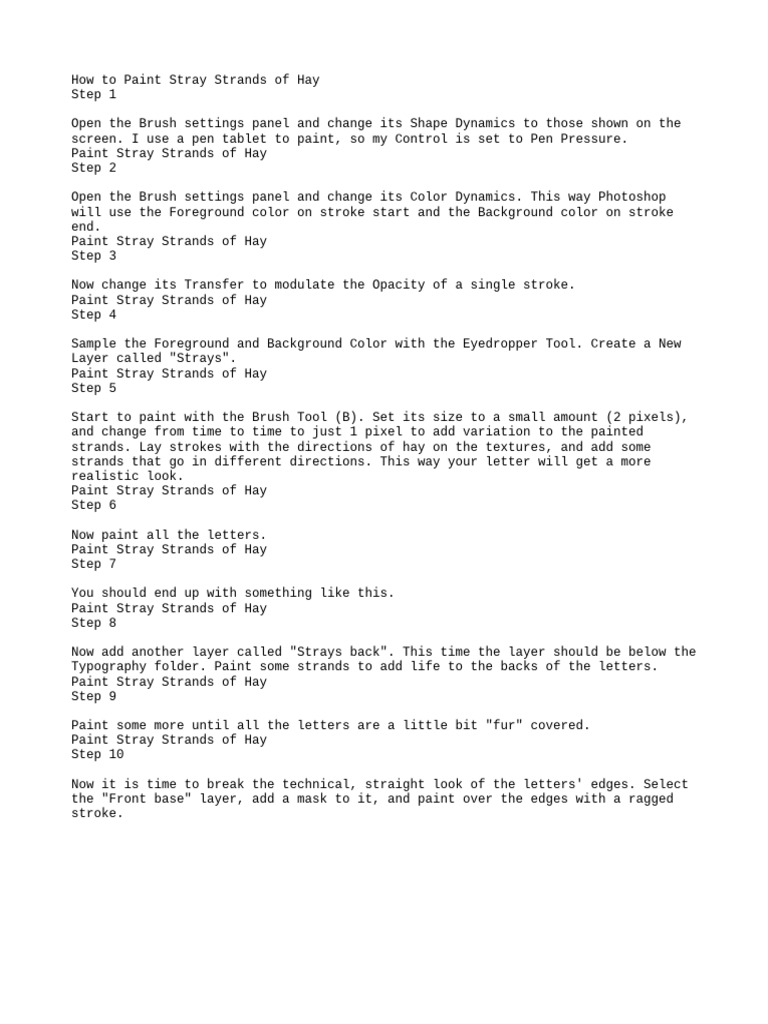 How To Paint Stray Strands of Hay | PDF | Home & Garden