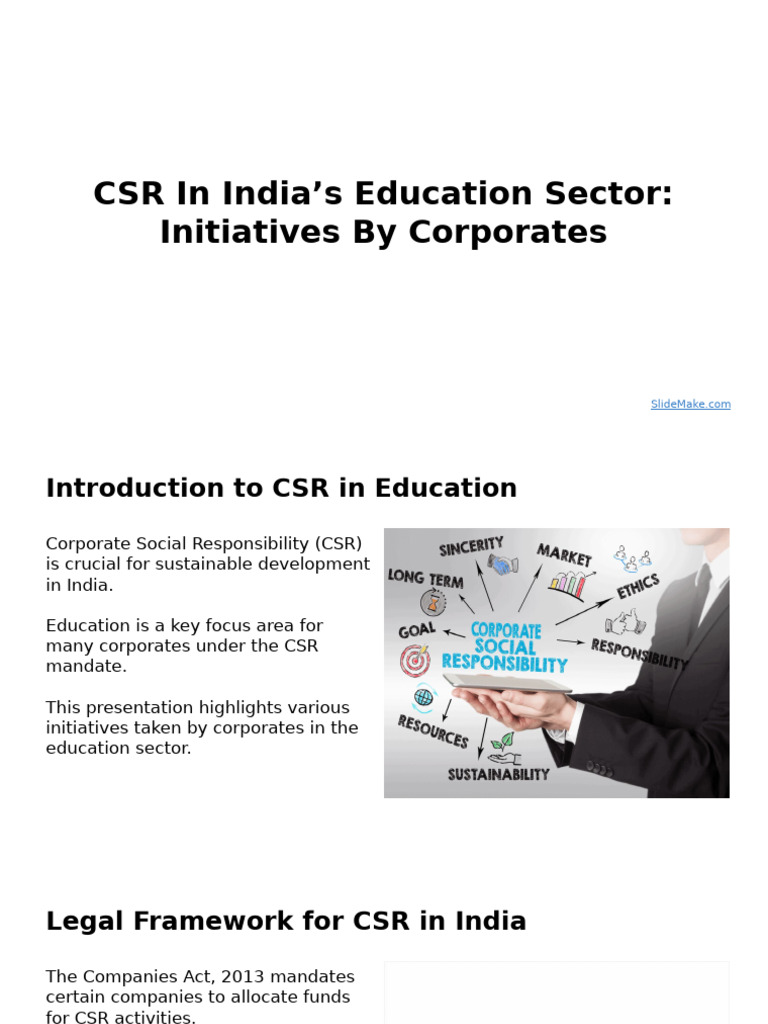 CSR Initiatives in India's Education Sector | PDF | Corporate Social ...