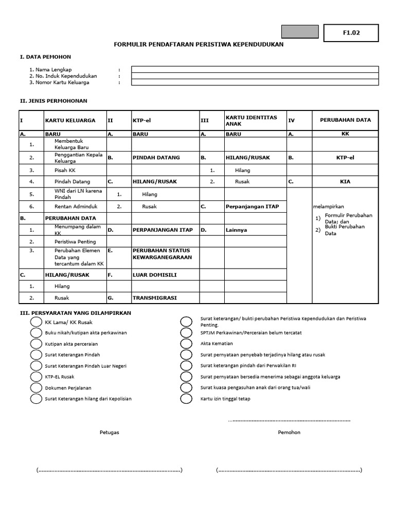 Formulir Permohonan Kependudukan | PDF