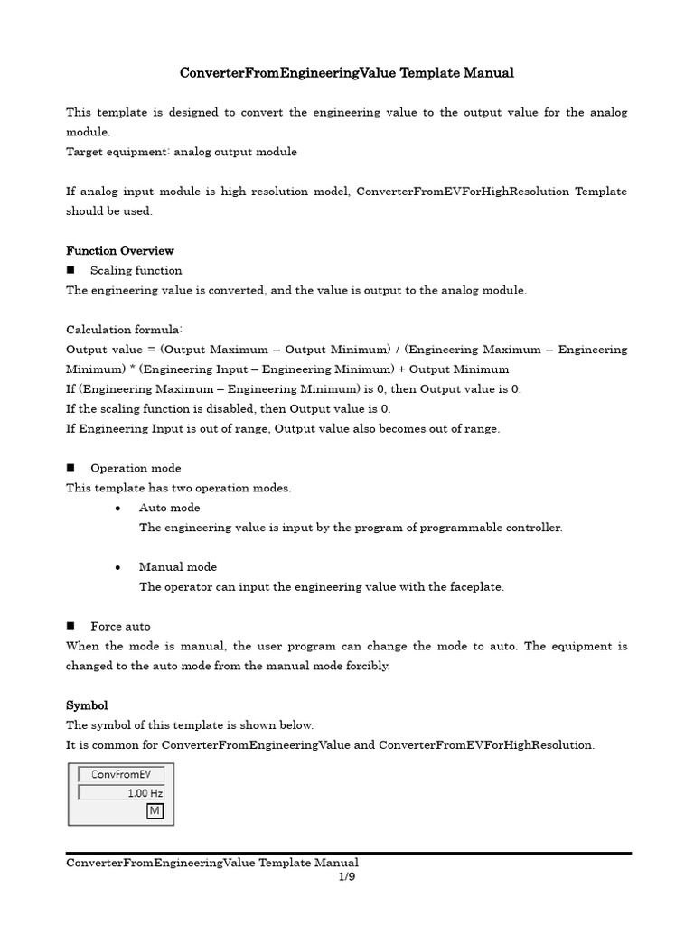 ConverterFromEngineeringValue Template Manual - bcnp59990046c | PDF | Parameter (Computer ...