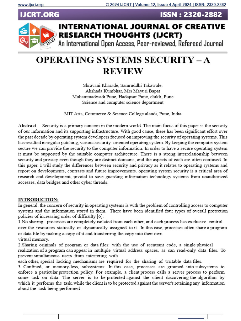 Sample of Operating Syst Security | PDF | Security | Computer Security