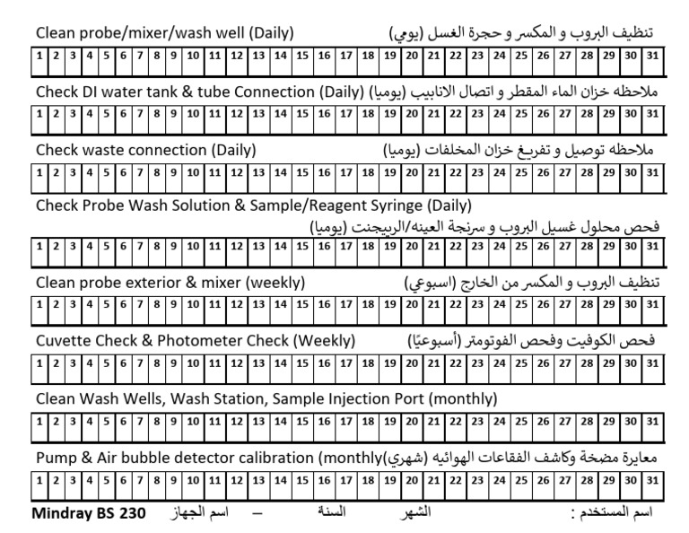 Mindray BS 230 Maint. Log | PDF