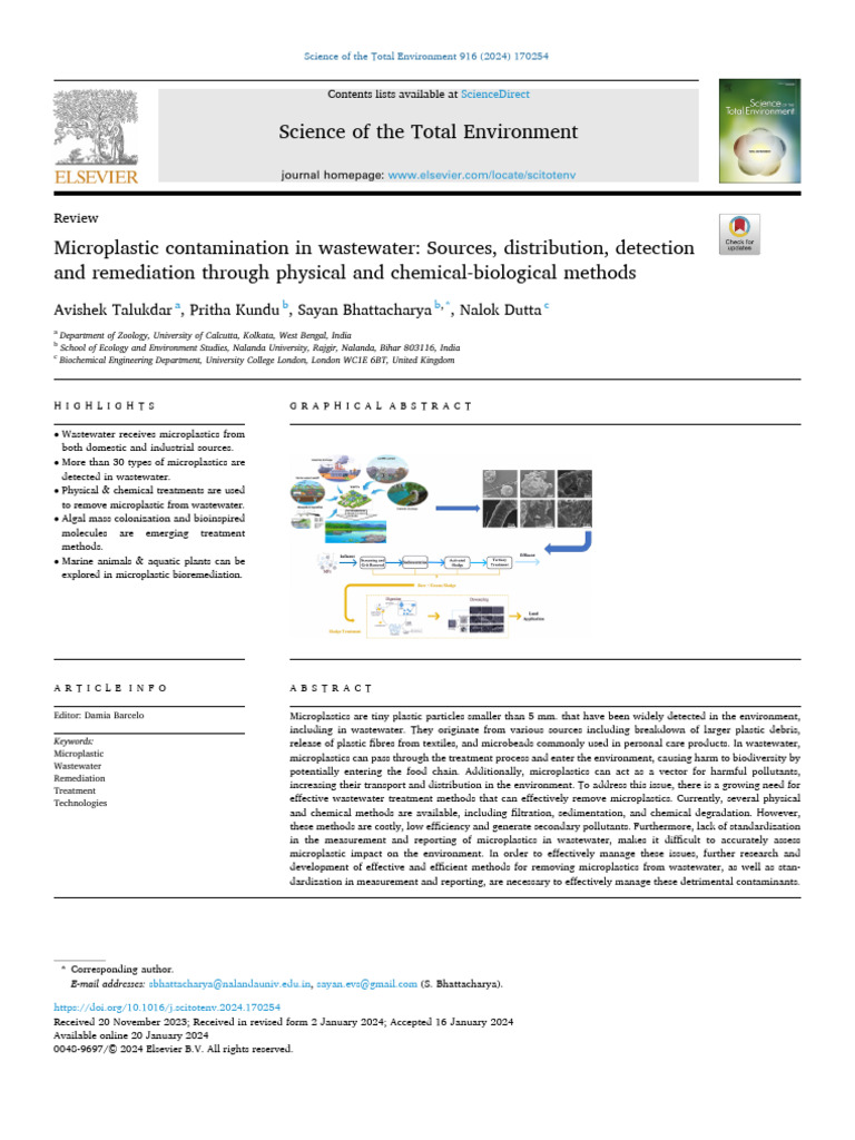 Science of The Total Environment: Avishek Talukdar, Pritha Kundu, Sayan ...