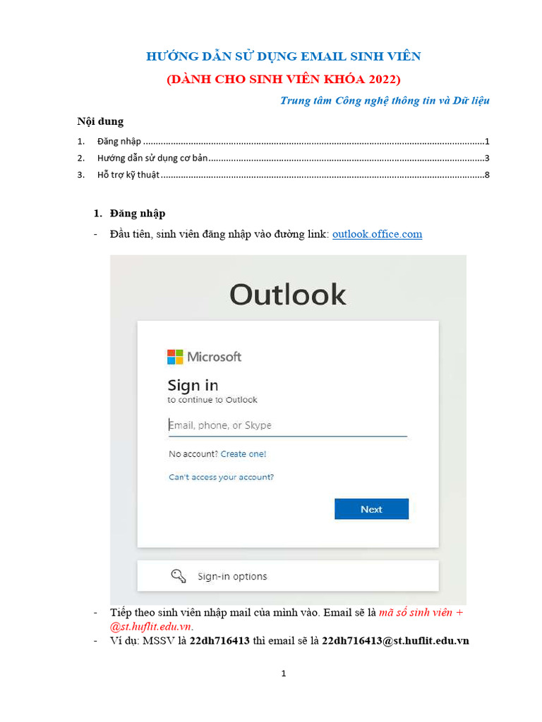 HD Su Dung Email SV Huflit v2 | PDF