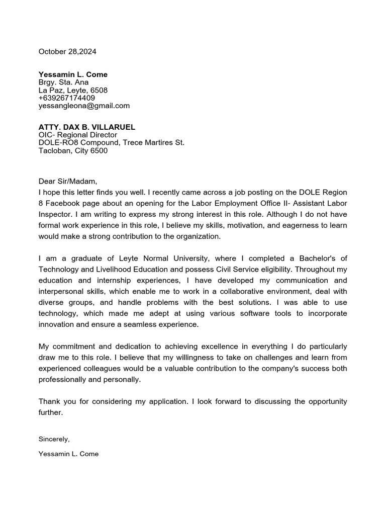 Emerald Green and Gold Elegant Applicant Cover Letter | PDF | Career ...