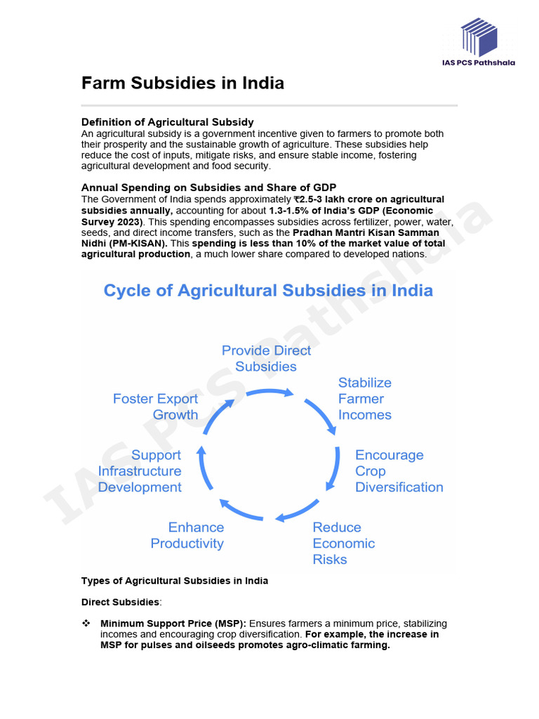 Farm Subsidies in India - 241113 - 112344 | PDF | Subsidy | Agriculture