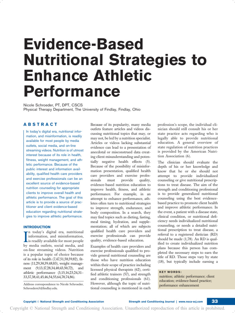Evidence-Based Nutritional Strategies To Enhance Athletic Performance ...