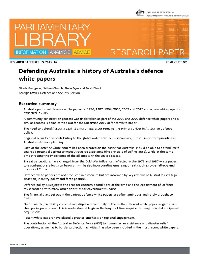 Defending Australia A History of Australia's Defence White Papers | PDF ...