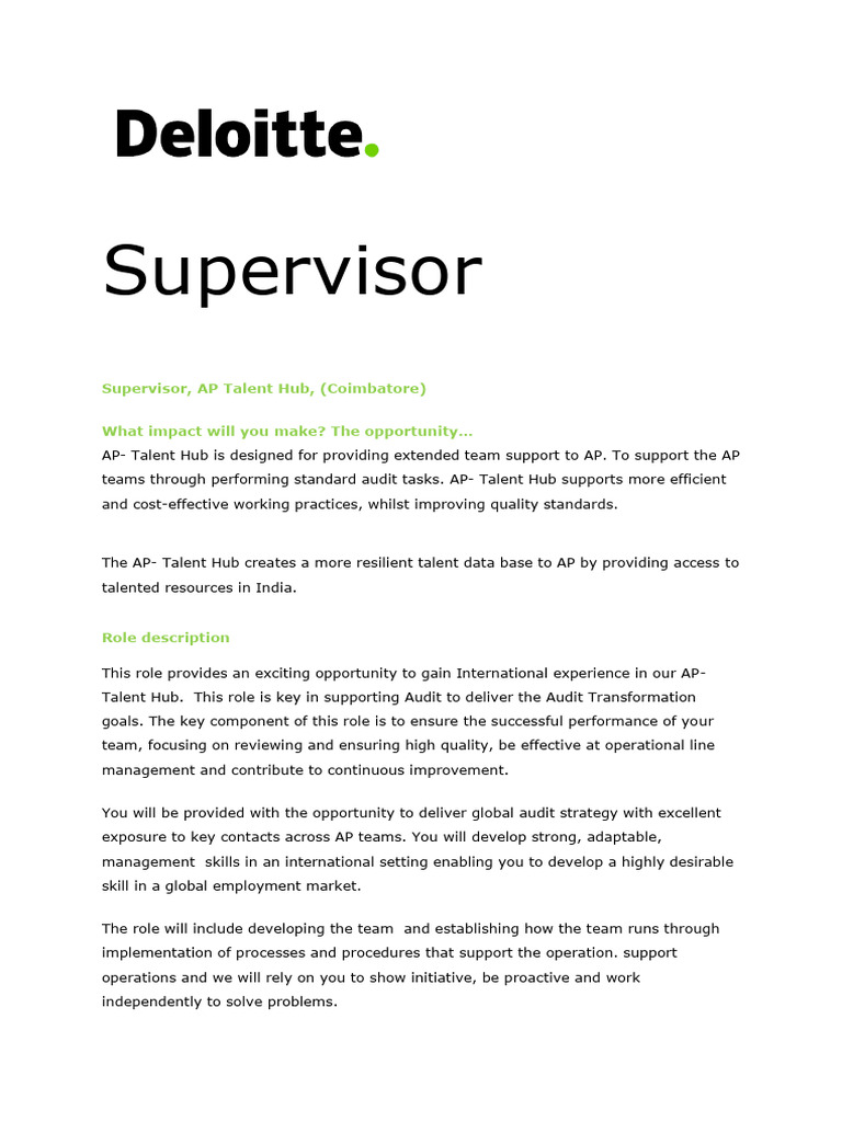 Deloitte Delhi JD Supervisor | PDF | Audit | Accounting