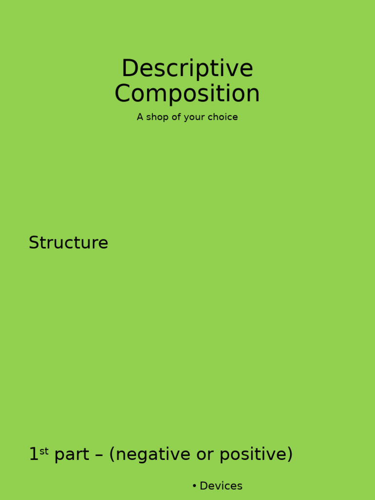 Descriptive Composition | PDF
