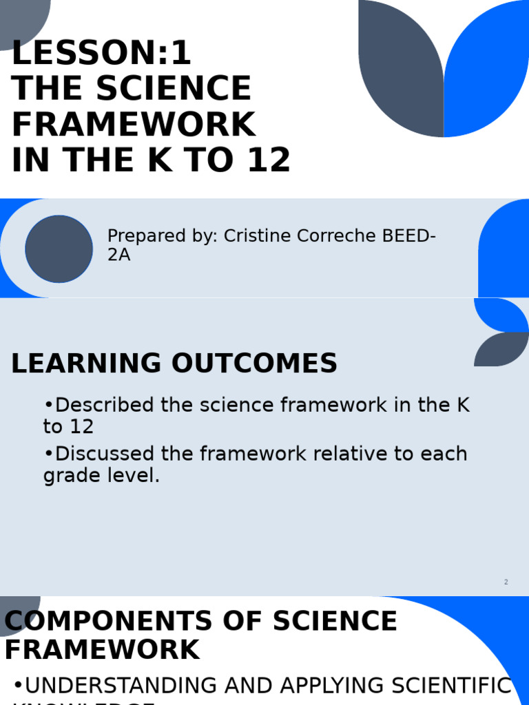 CC1 PPT The Science Framework in The K To 12 100358 | PDF | Learning | Science