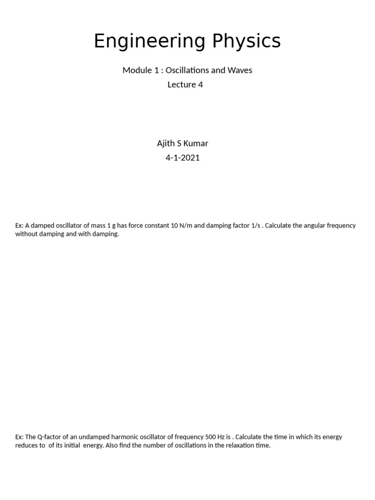 Engineering Physics Lecture 4 - CSE - A | PDF Engineering Physics Lecture 4 - CSE - A | PDF