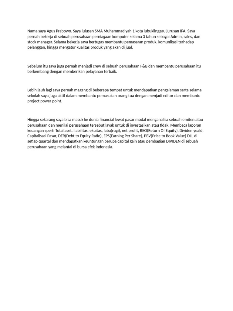 Ceritakan Tentang Diri Saya | PDF