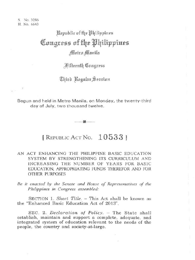 Ra 10533 | PDF