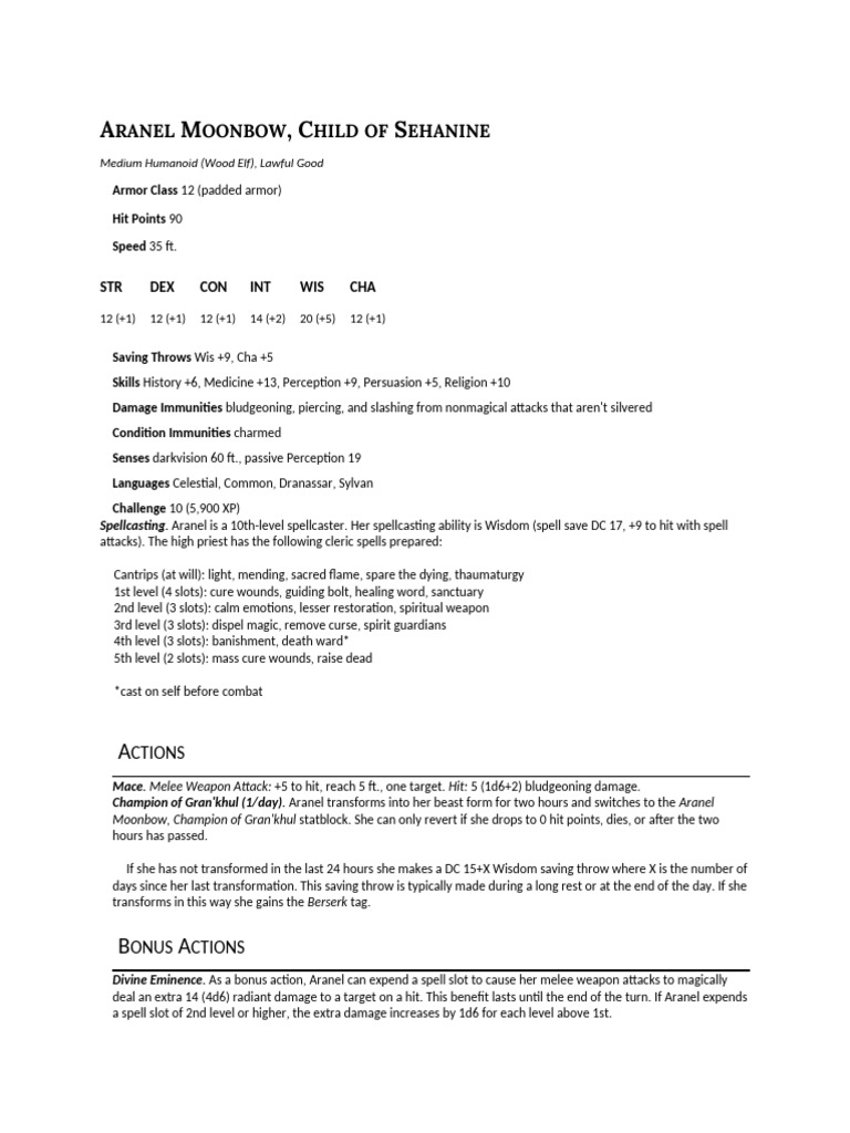 Aranel Moonbow, Child of Sehanine | PDF