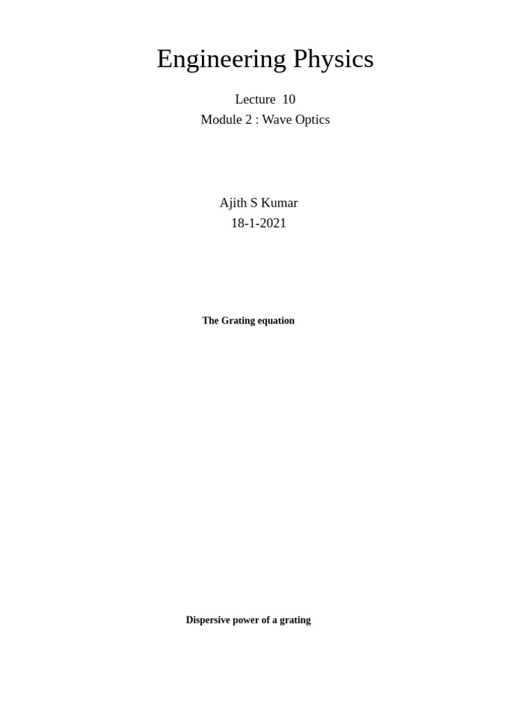 Engineering Physics Lecture 10 | PDF | Angular Resolution | Spectroscopy