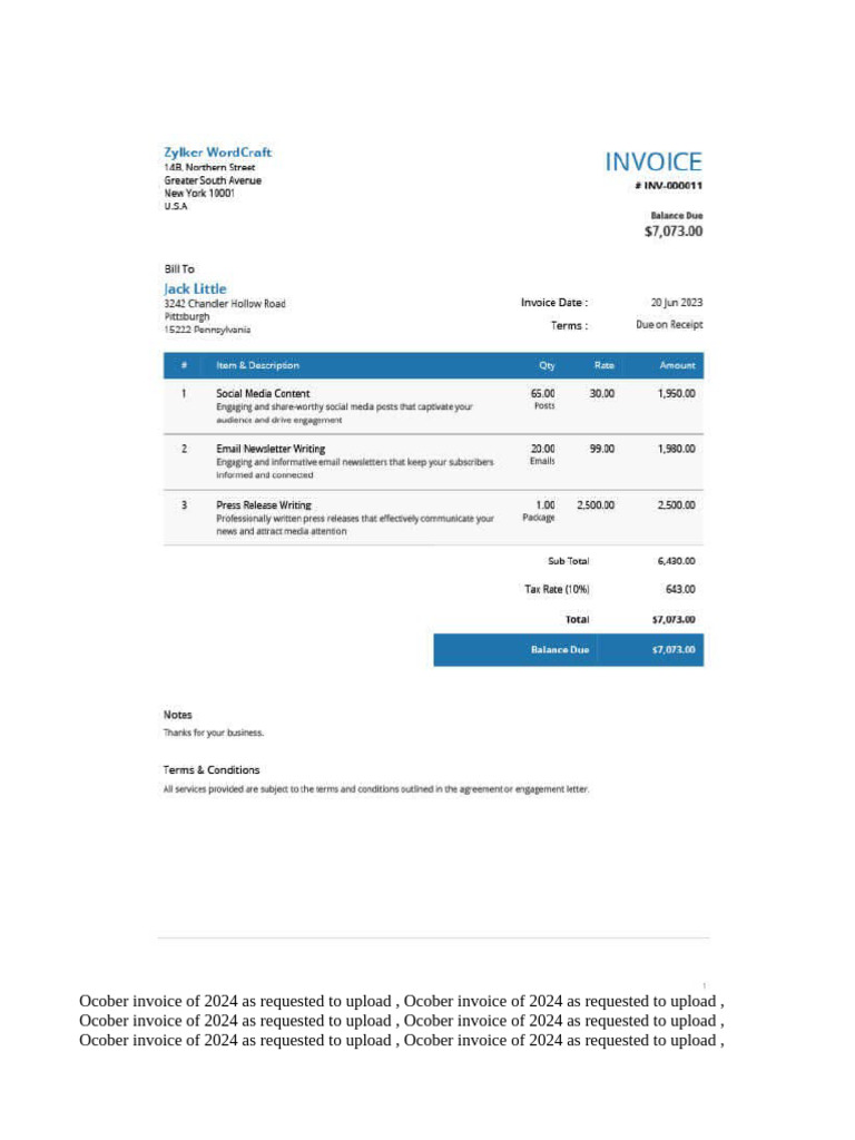 October 2024 Invoice Upload Request | PDF