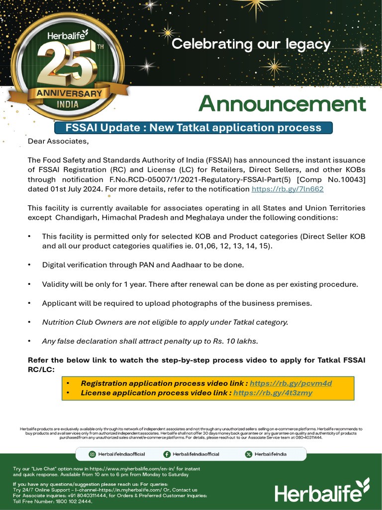 FSSAI Tatkal Process - Flyer | PDF